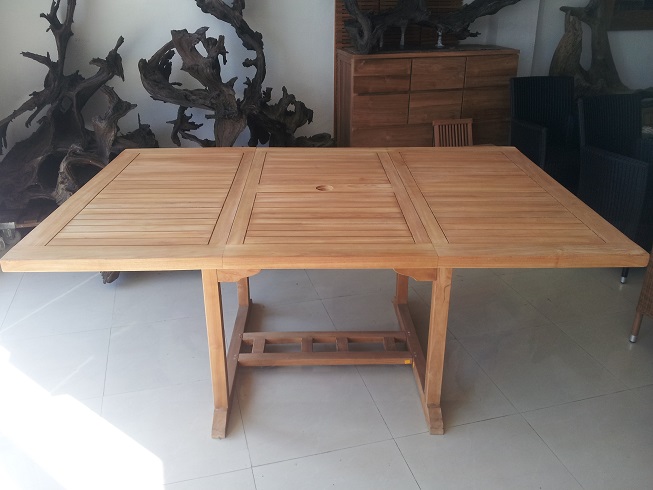 Mesa de teca cuadrada extensible de 120-180x120cm | Raybotek Import S.L.